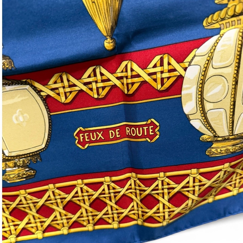 Hermes | Accessories | Herms Feux De Route Silk Scarf Carr 9 Navy Red ...